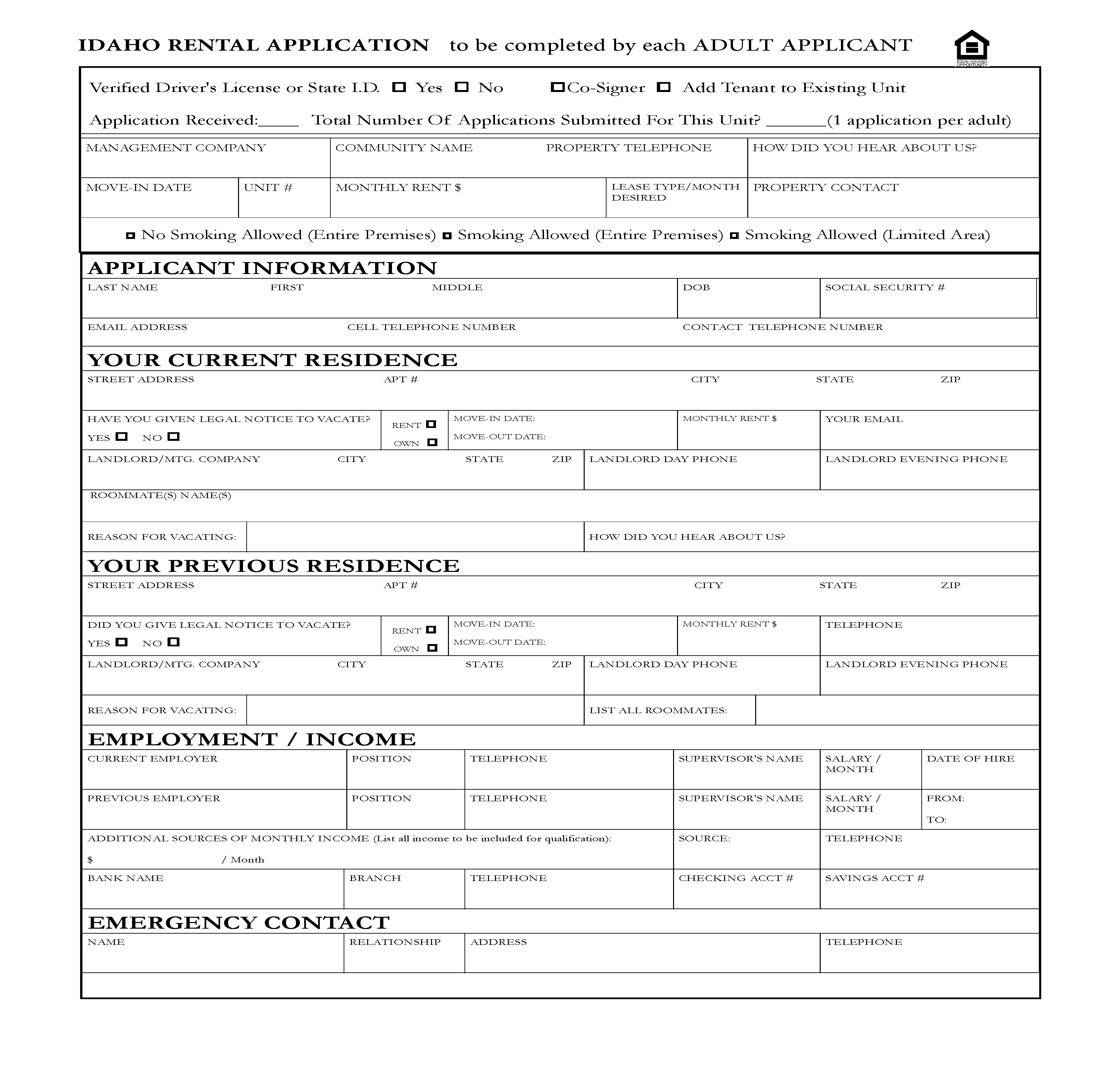 Free Idaho Rental Application | PDF Free Idaho Rental Application | PDF