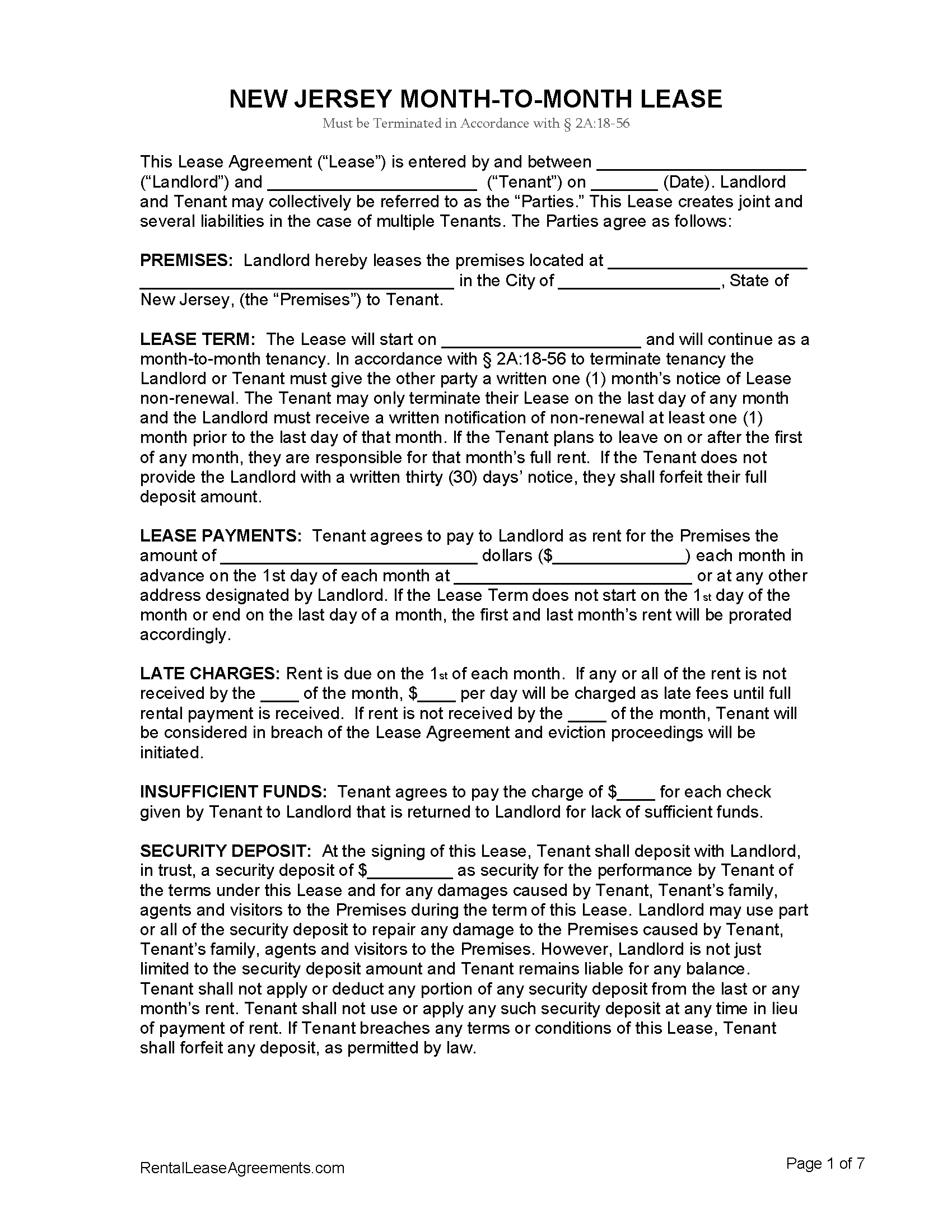New Jersey Residential Lease Agreement Fill Out And Sign New Jersey 