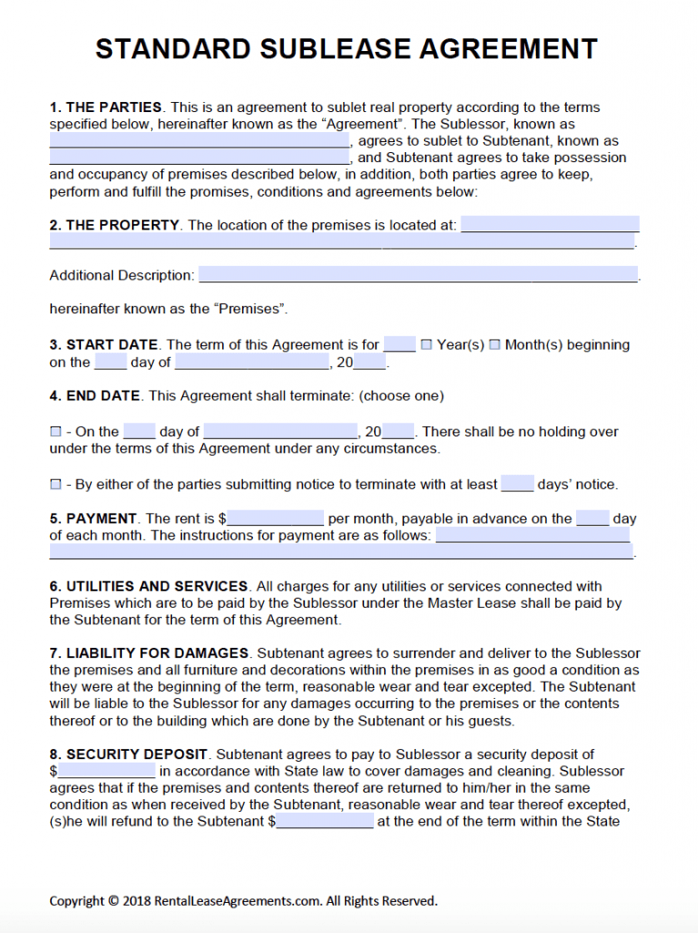 Free Printable Rental Lease Agreement Templates Pdf Word Nc Lease 